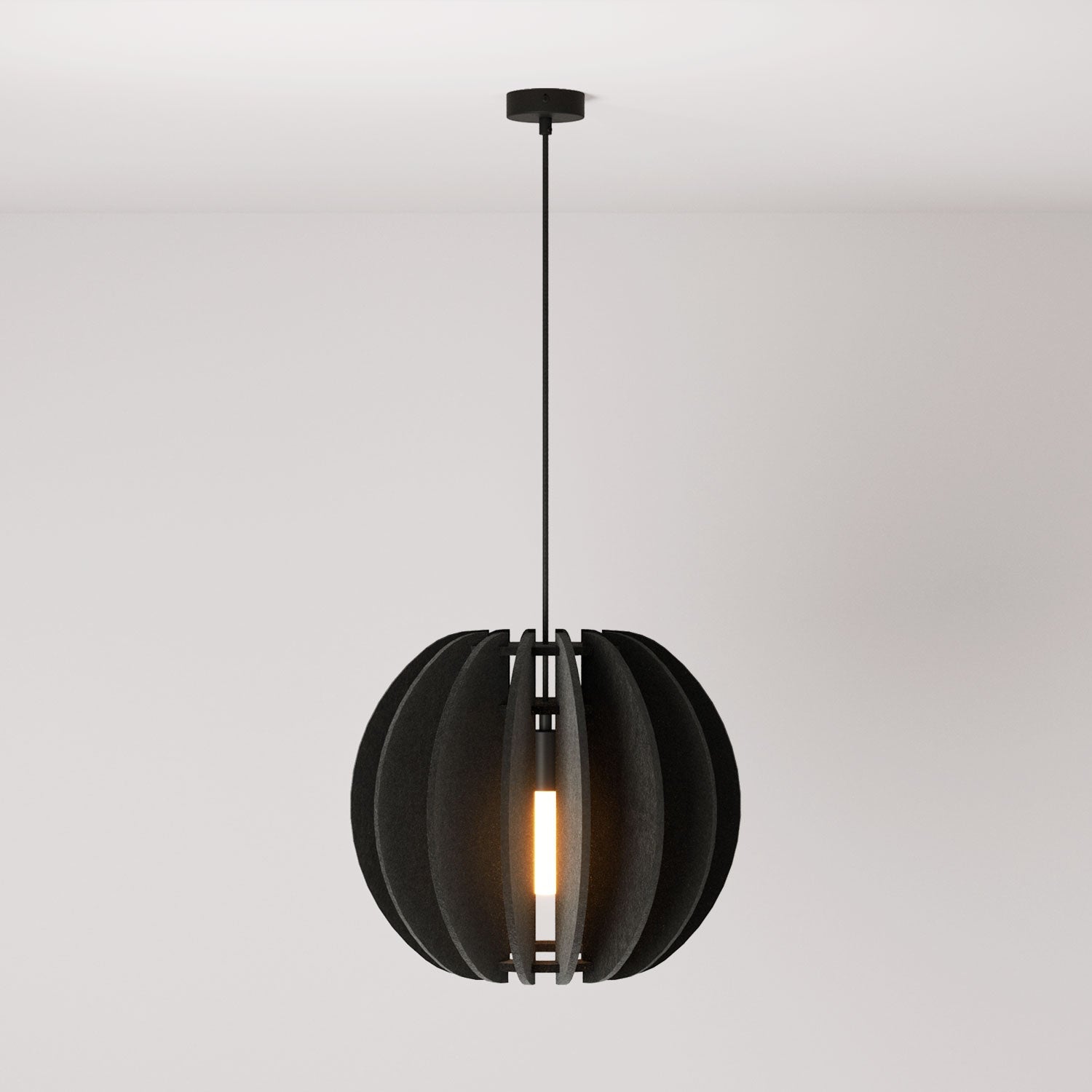 Lamp with elliptical sound-absorbing lampshade - Black melange ...
